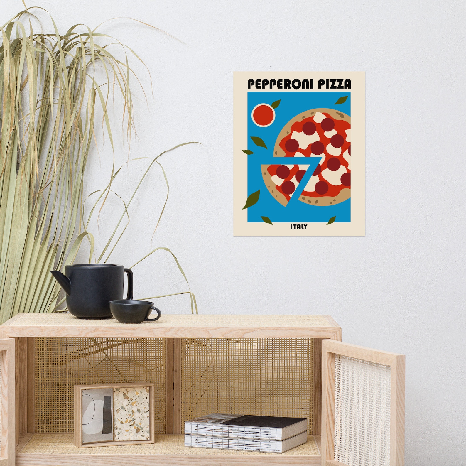 Pepperoni Pizza Poster Pizza Art Print Italy Poster Food | Etsy