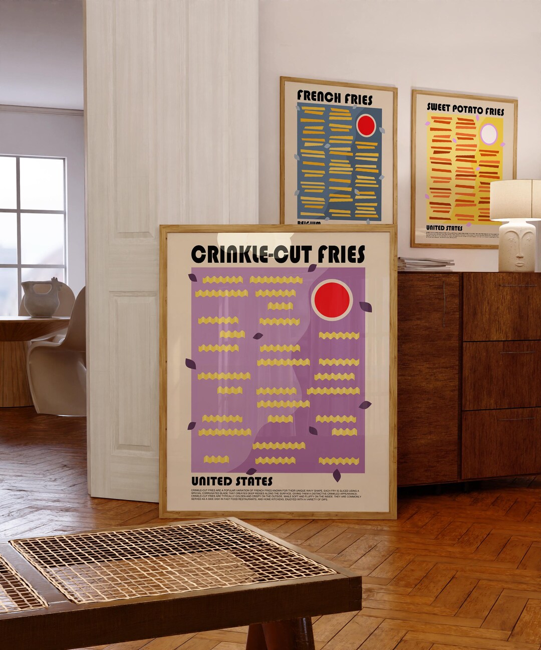 Crinkle Cut Fries Poster, French Fries Art Print, Fast Food Art Poster ...