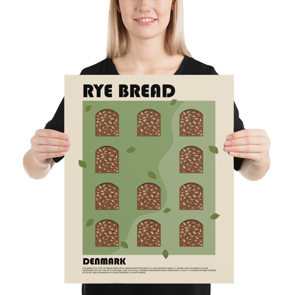 Rye Bread Art Print, Bread Poster, Food Print, Danish Food Art Print, Bakery Wall Decor, Cafe ...