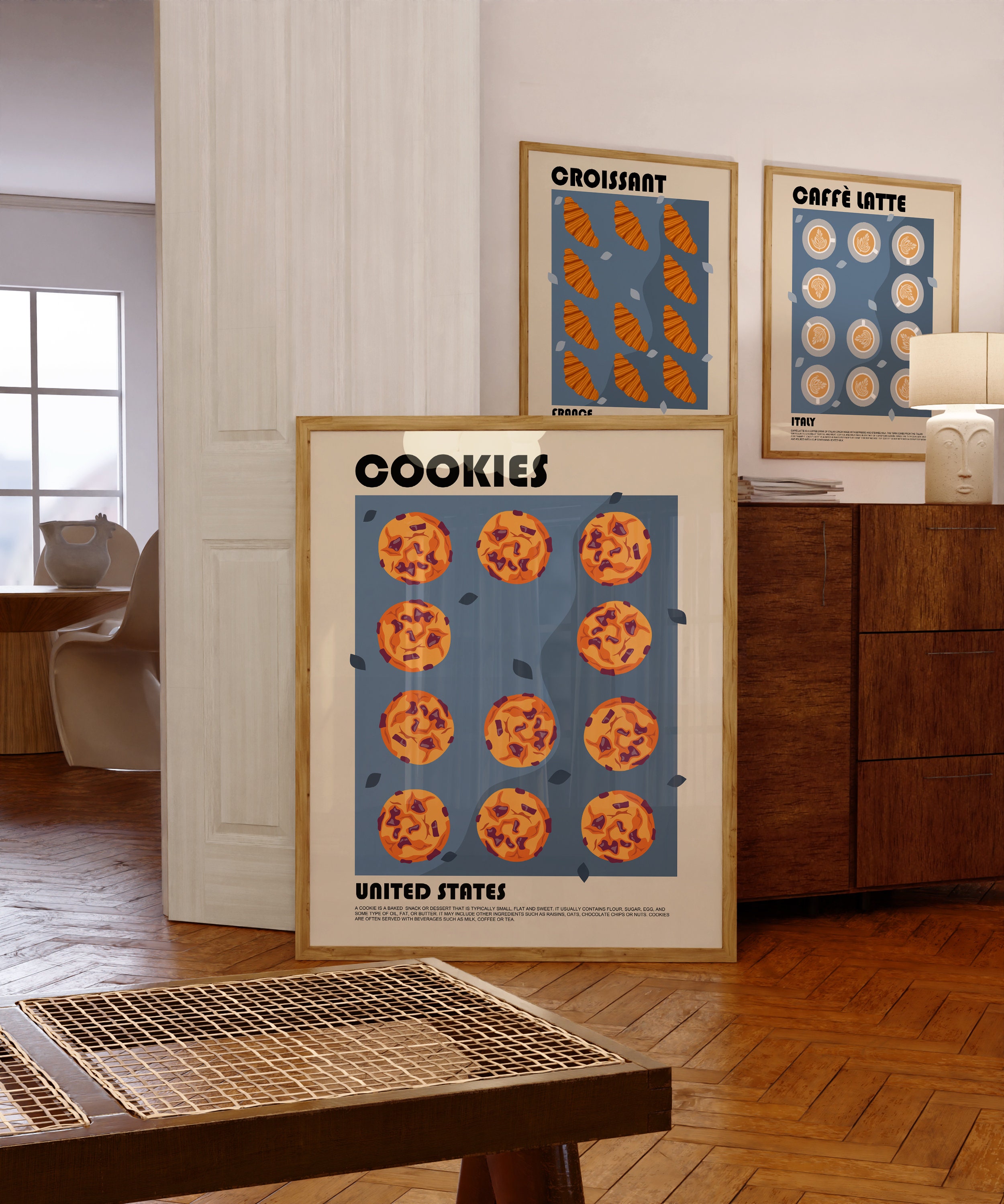 Cookies Poster, Dessert Art Print, Chocolate Cookie Print, Sweets Art ...