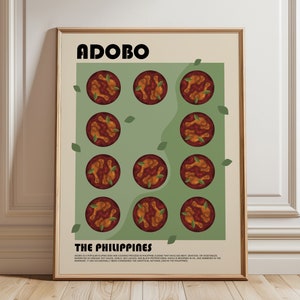 Adobo Art Print, Philippines Poster, Filipino Food Art, Modern Kitchen ...