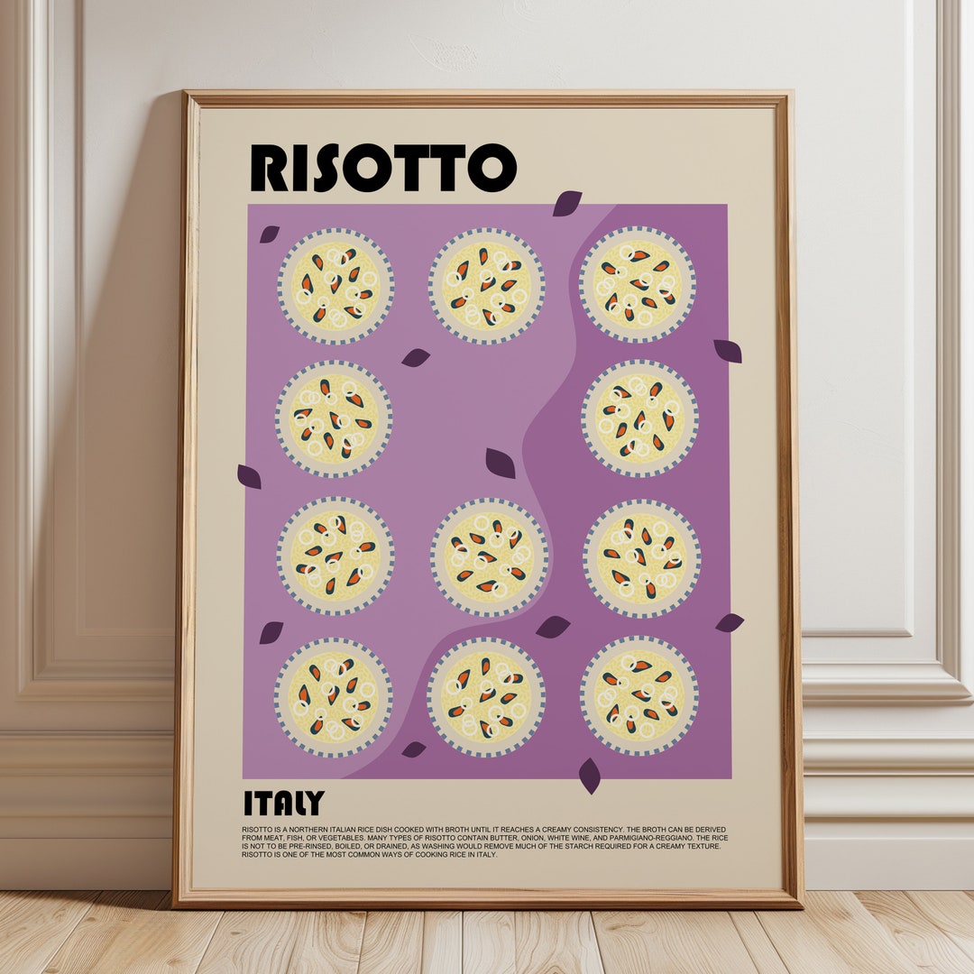 Risotto Art Print, Italian Food Poster, Rice Print, Travel Print ...