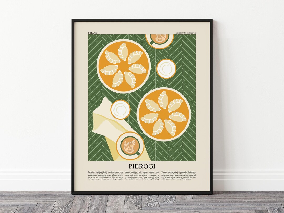 Pierogi Art Print, Polish Cuisine Illustration, Kitchen Decor, Eastern ...