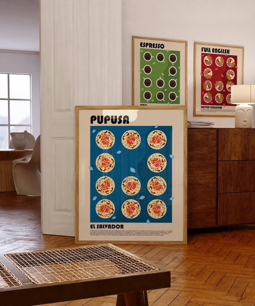 Pupusa Food Art Poster, Salvadoran Cuisine Art, Central American Decor ...