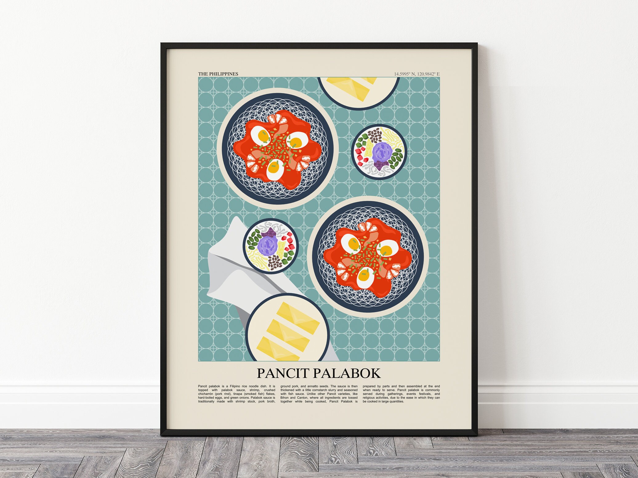 Pancit Palabok Art Print, Philippines Poster, Filipino Food Art, Modern ...