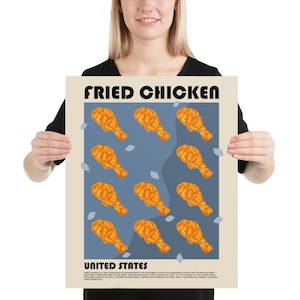 Fried Chicken Art Print, Fast Food Poster, Modern Kitchen Wall Art ...