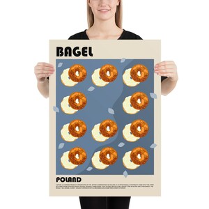 Bagel Poster, Polish Food Art, Poland Art, New York Style Bagel Art ...