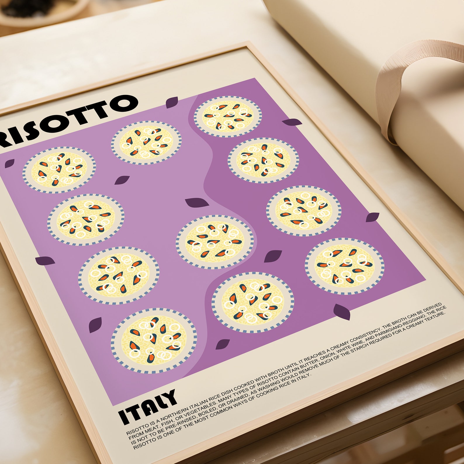 Risotto Art Print, Italian Food Poster, Rice Print, Travel Print ...