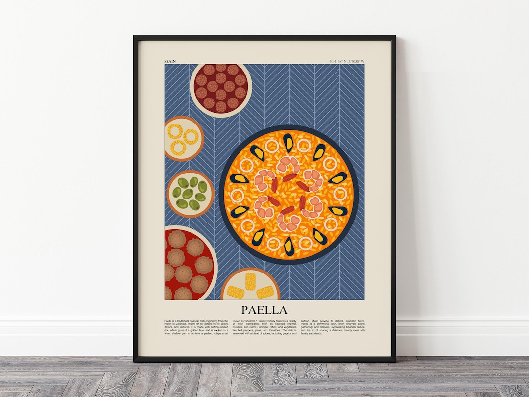 Paella Poster, Spanish Food Print, Breakfast Art Print, Modern Kitchen ...