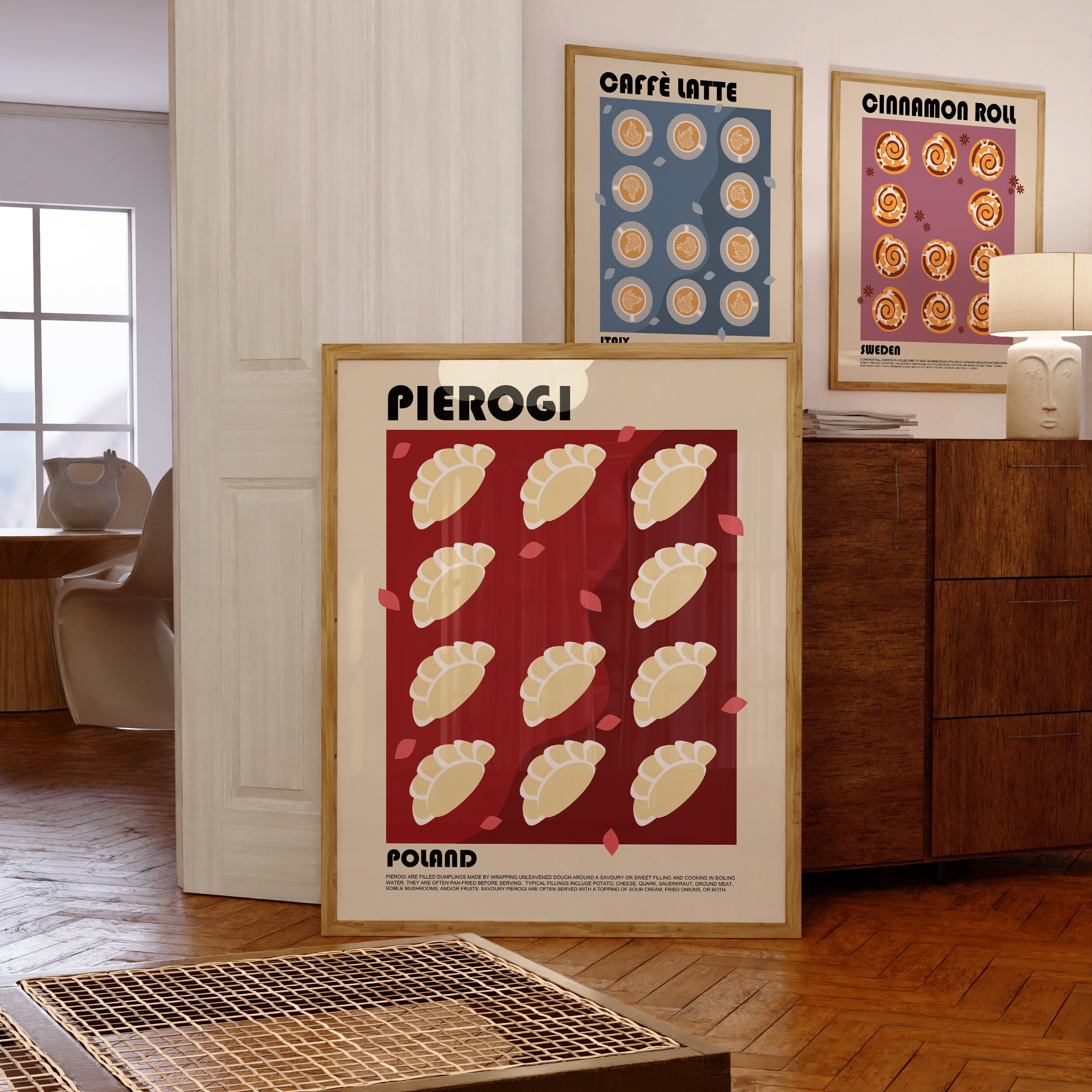 Pierogi Poster, Polish Food Art Print, Modern Kitchen Wall Art, Vintage ...