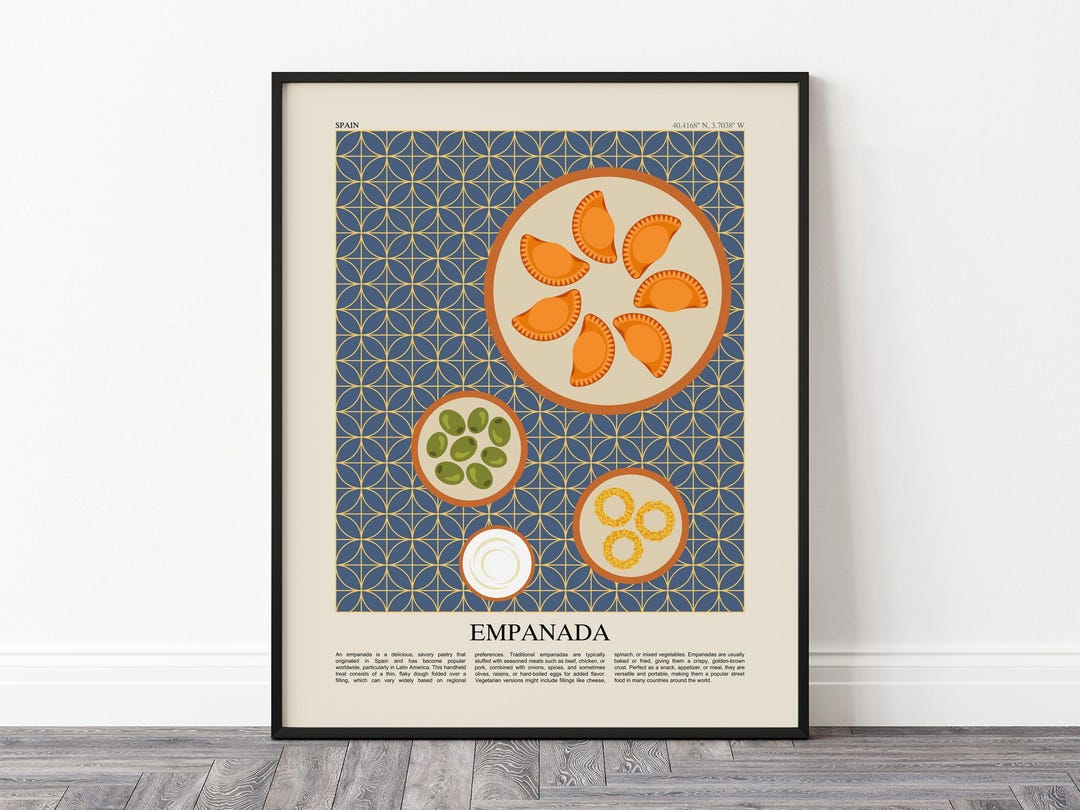 Empanadas Poster, Spanish Food Print, Lunch Art Print, Modern Kitchen ...