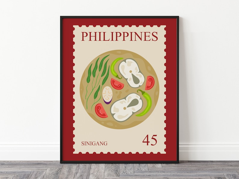 Sinigang Art Print, Postage Stamp Art, Philippines Poster, Filipino ...