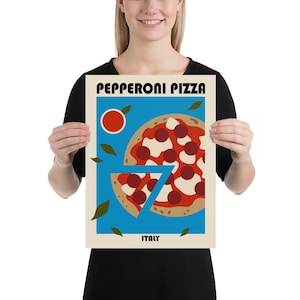 Pepperoni Pizza Poster, Pizza Art Print, Italy Poster, Food Poster ...