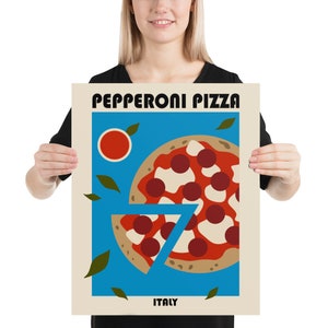 Pepperoni Pizza Poster, Pizza Art Print, Italy Poster, Food Poster ...