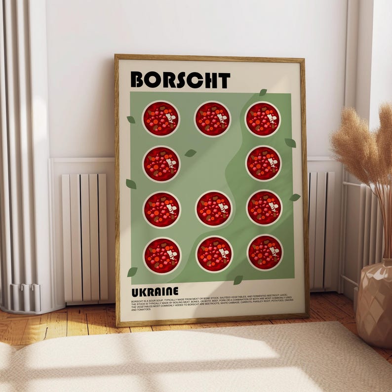Borscht Art Print, Ukrainian Food Poster, Ukraine Print, Beet Soup ...