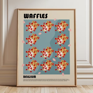 Waffle Poster, Breakfast Print, Brunch Art Print, Food Print, Food ...