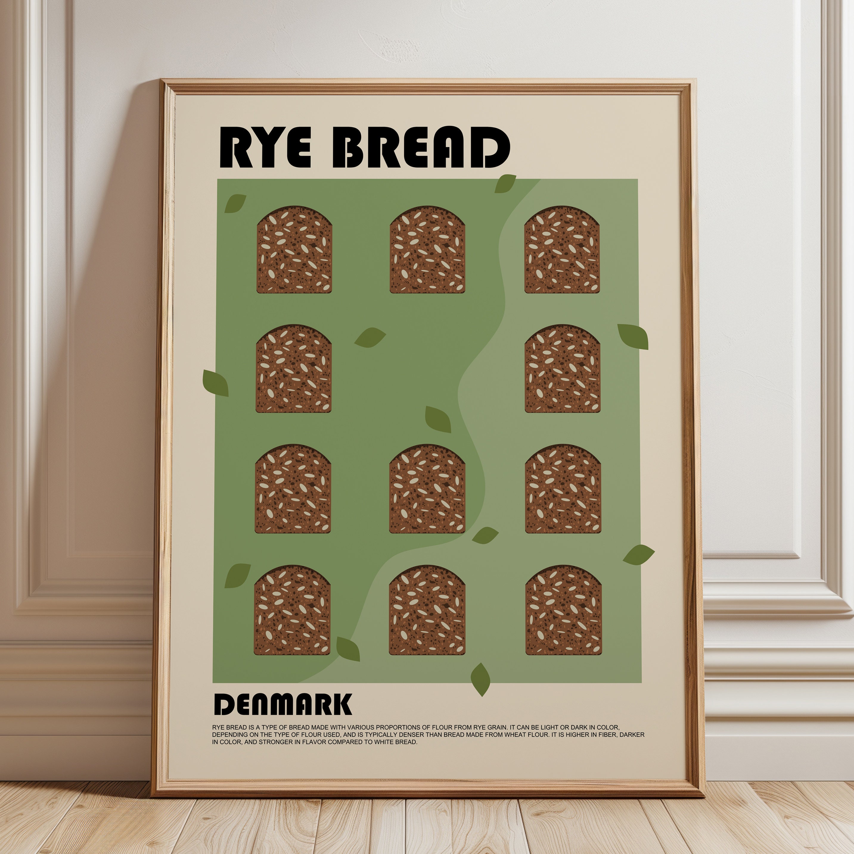 Rye Bread Art Print, Bread Poster, Food Print, Danish Food Art Print, Bakery Wall Decor, Cafe ...