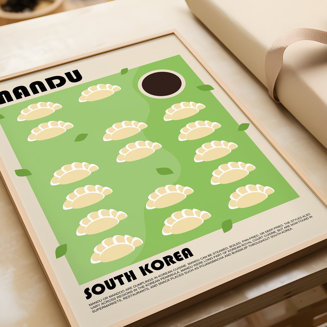Mandu Art Print, Dumpling Poster, South Korean Food Print, South Korea ...