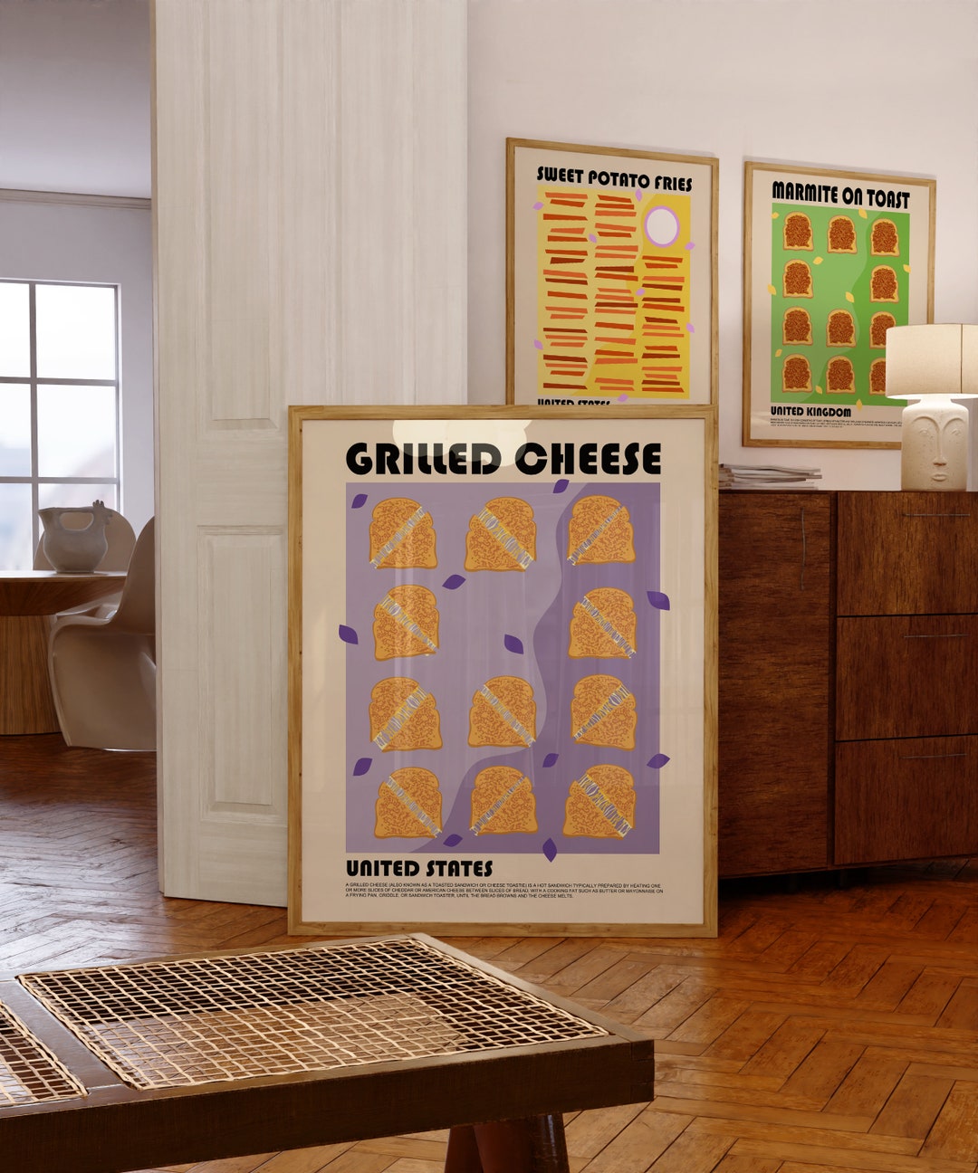 Grilled Cheese Sandwich Art Print, Cheese Toastie Poster, Food Print ...