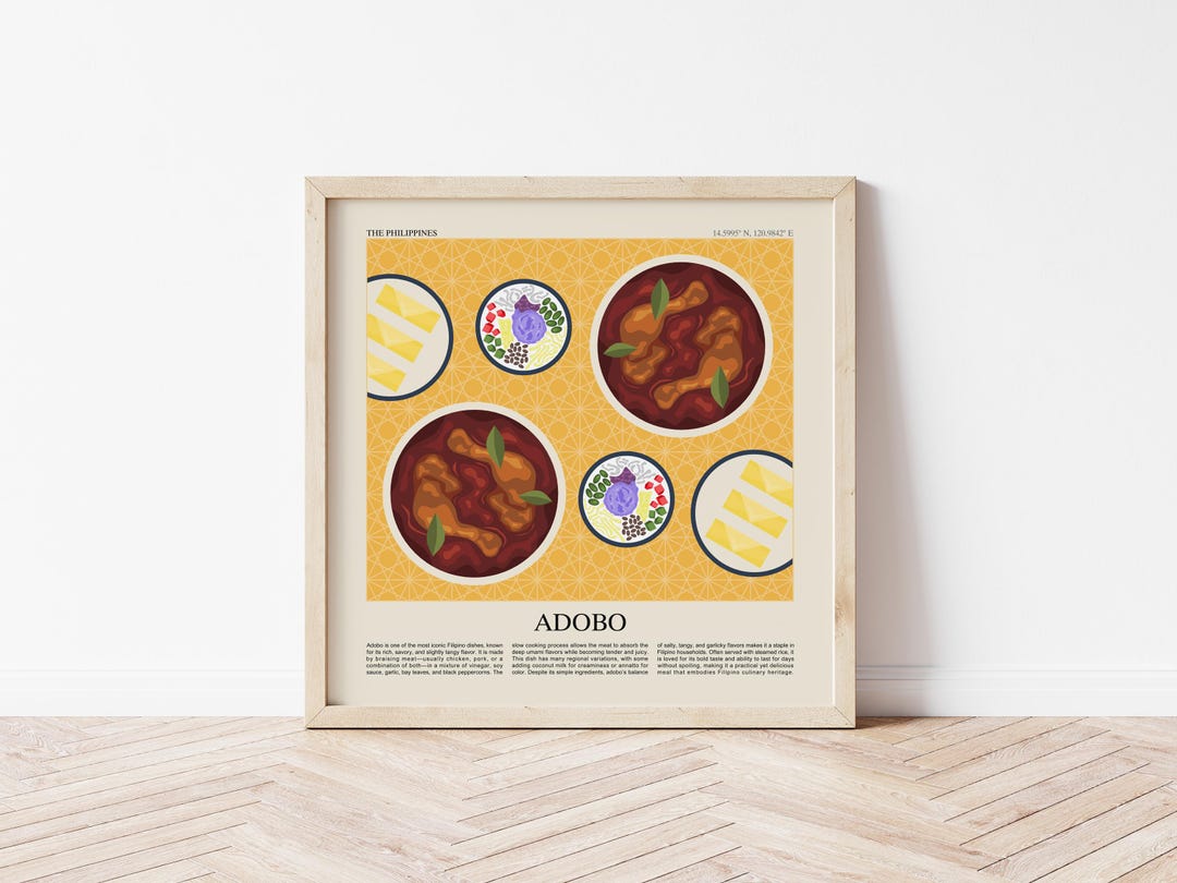 Adobo Art Print, Philippines Poster, Filipino Food Art, Modern Kitchen ...