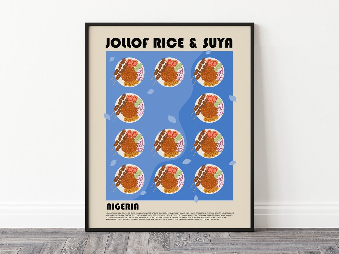 Jollof Rice and Suya Art Print, Nigerian Food Poster, West African Food ...