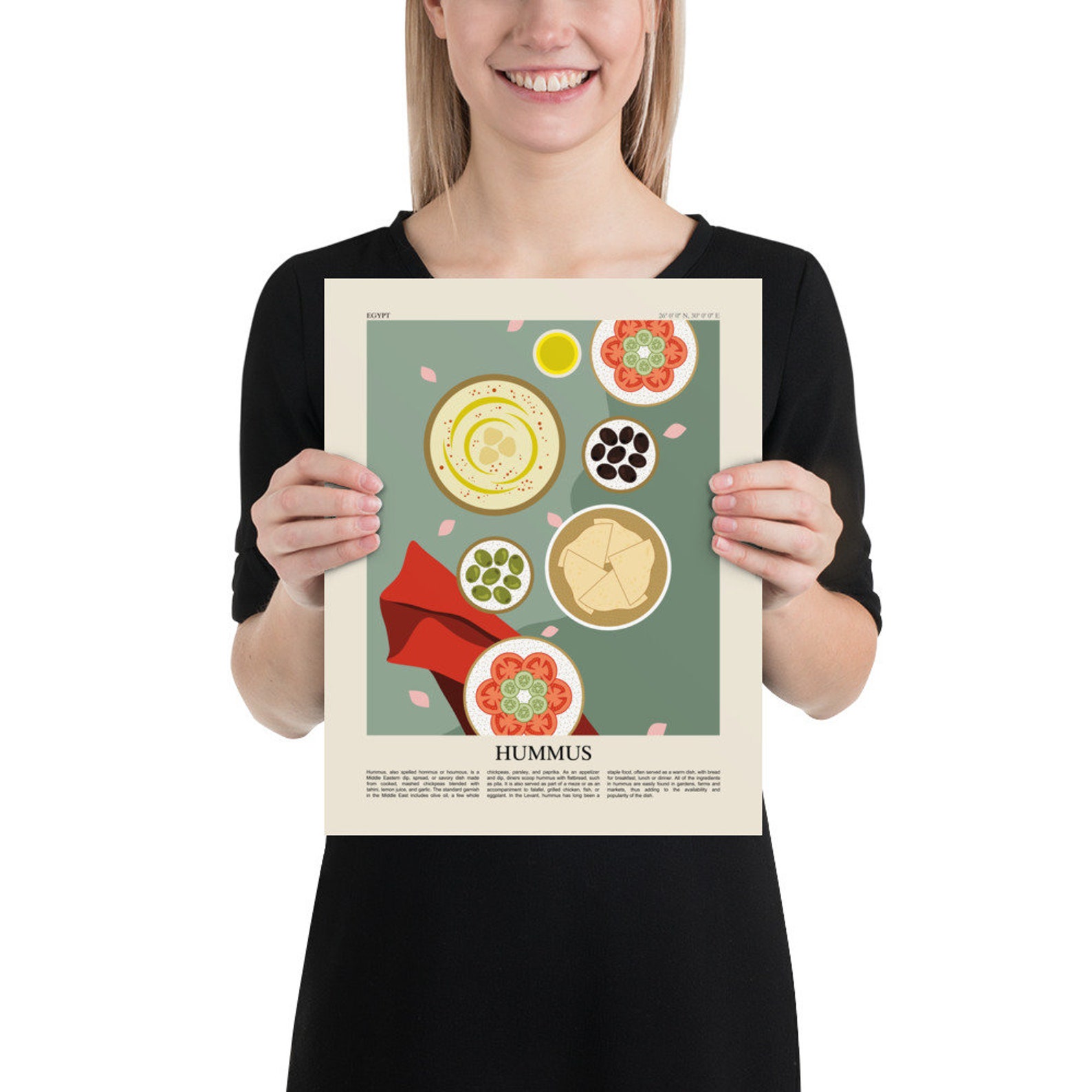 Hummus Poster, Egyptian Food Postert, Lebanese Food Poster, Middle ...