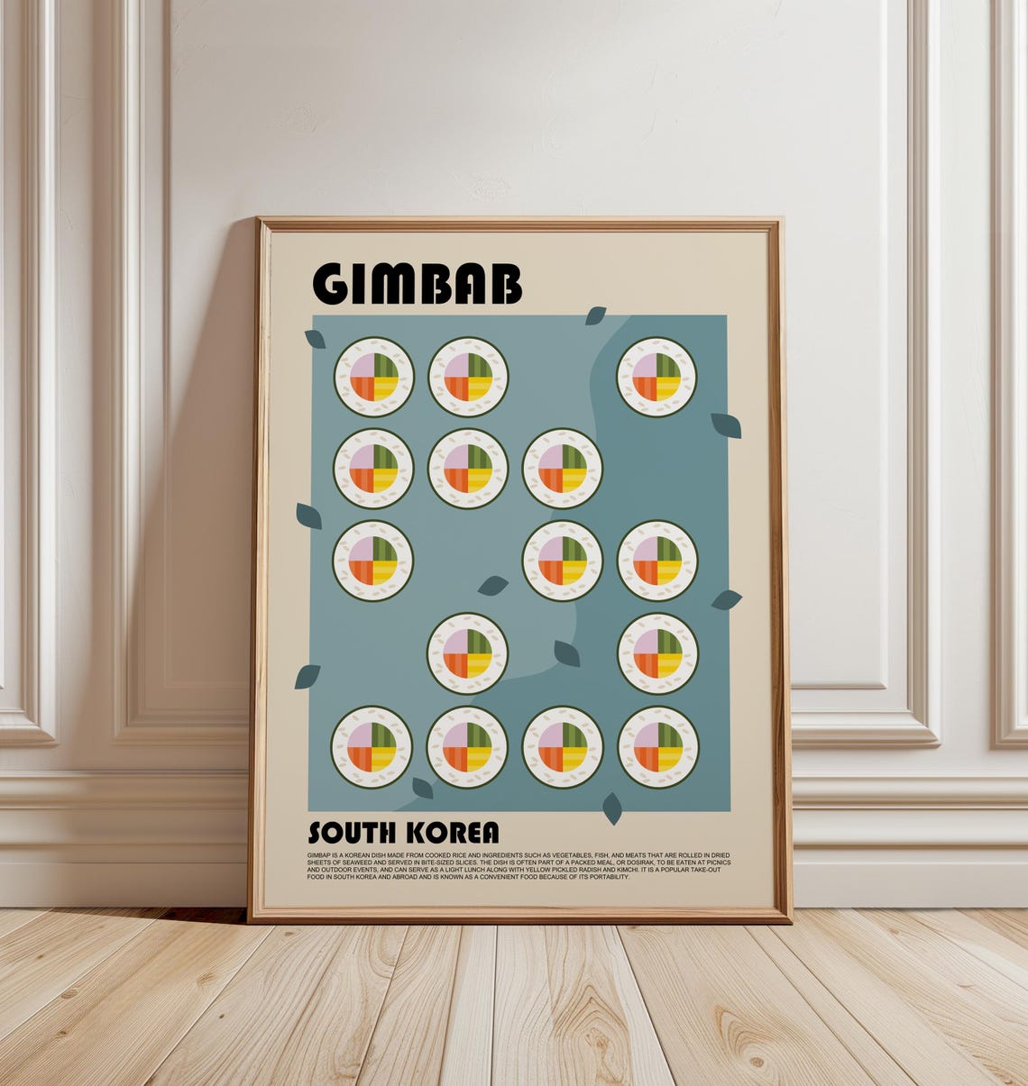 Gimbab Art Print, South Korean Food Print, Kimbap Print, South Korea ...