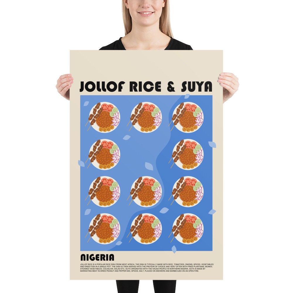 Jollof Rice and Suya Art Print, Nigerian Food Poster, West African Food ...