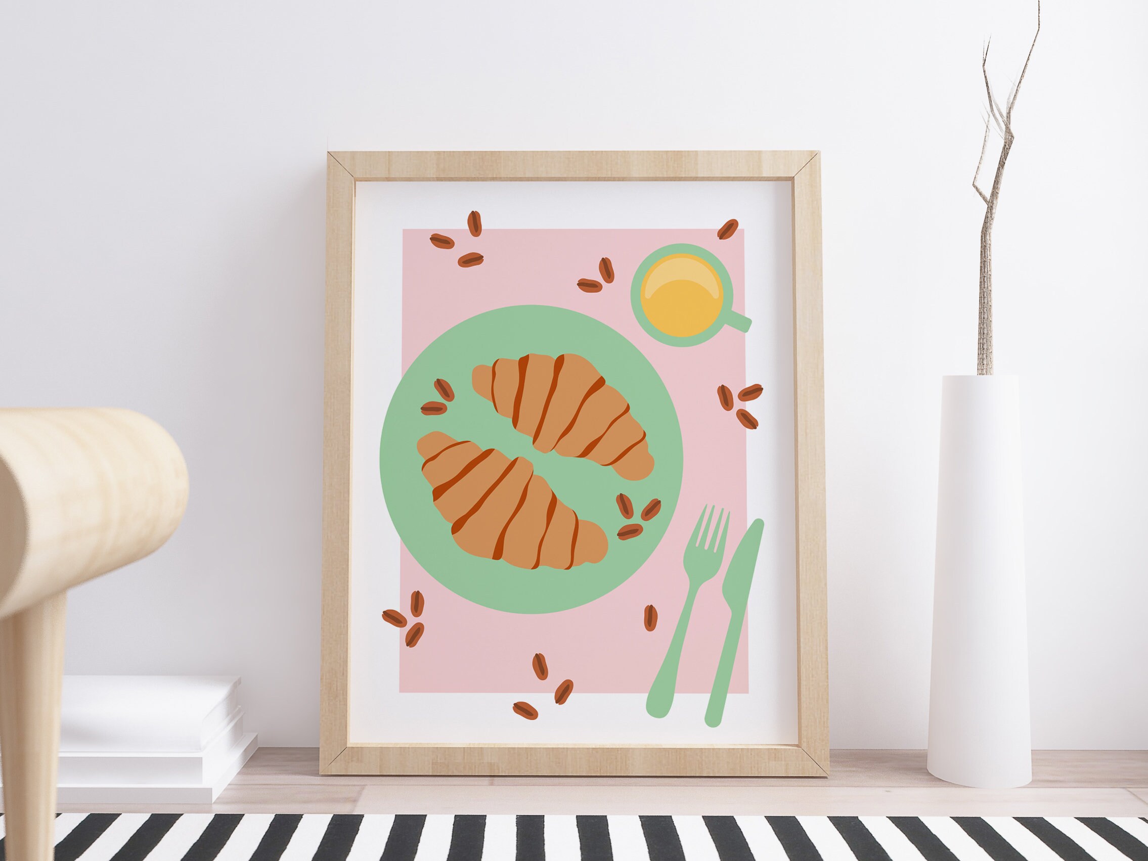 Croissant Art Print, Breakfast Print, Food Poster, Food Print, Food ...