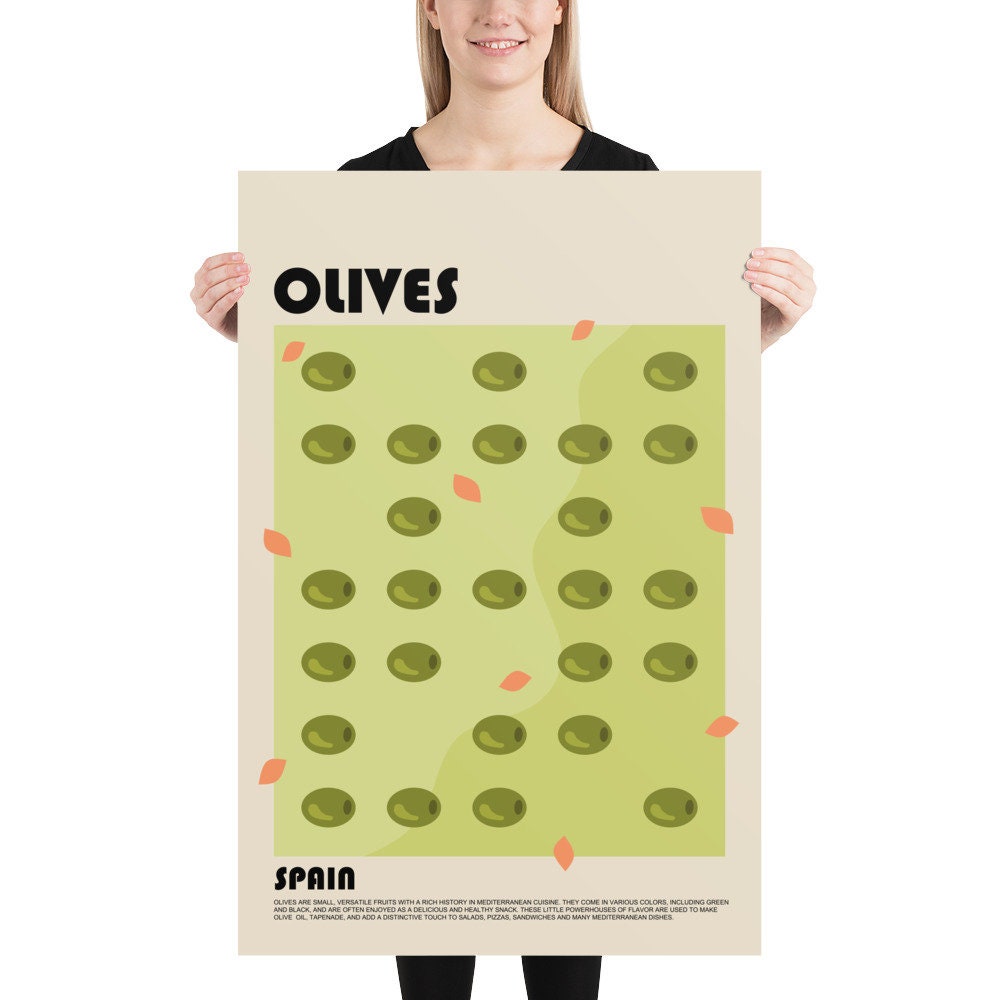 Olive Poster, Mediterranean Wall Decor, Kitchen Decor, Botanical Poster ...