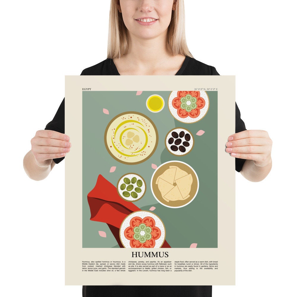 Hummus Poster, Egyptian Food Postert, Lebanese Food Poster, Middle ...