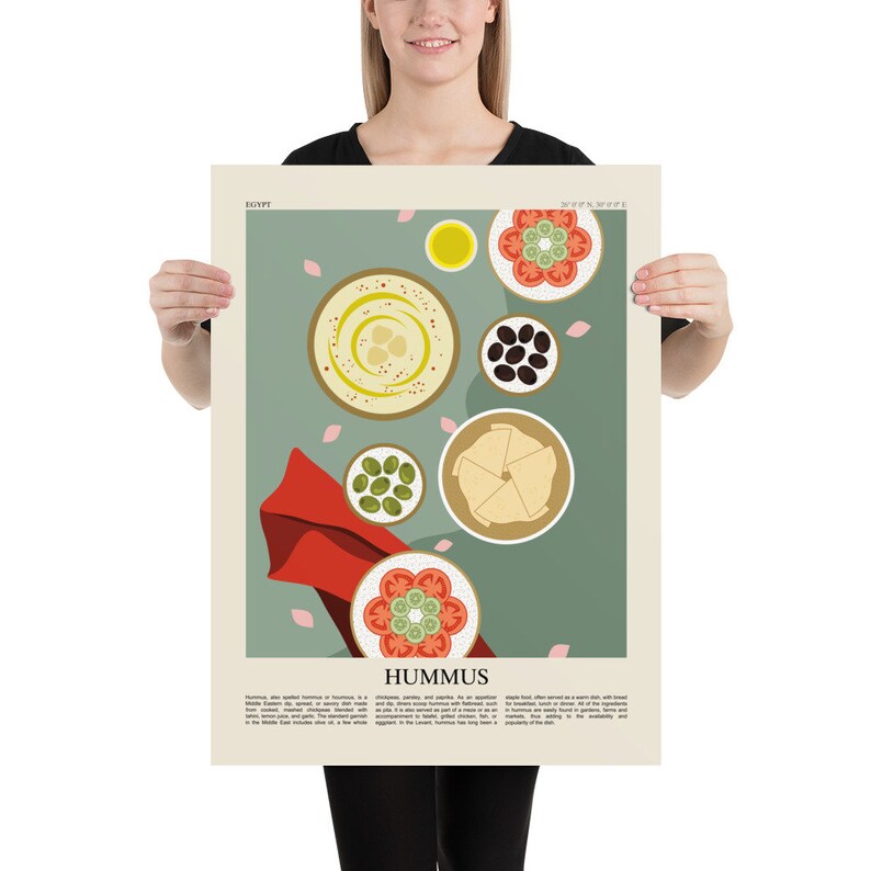 Hummus Poster, Egyptian Food Postert, Lebanese Food Poster, Middle ...
