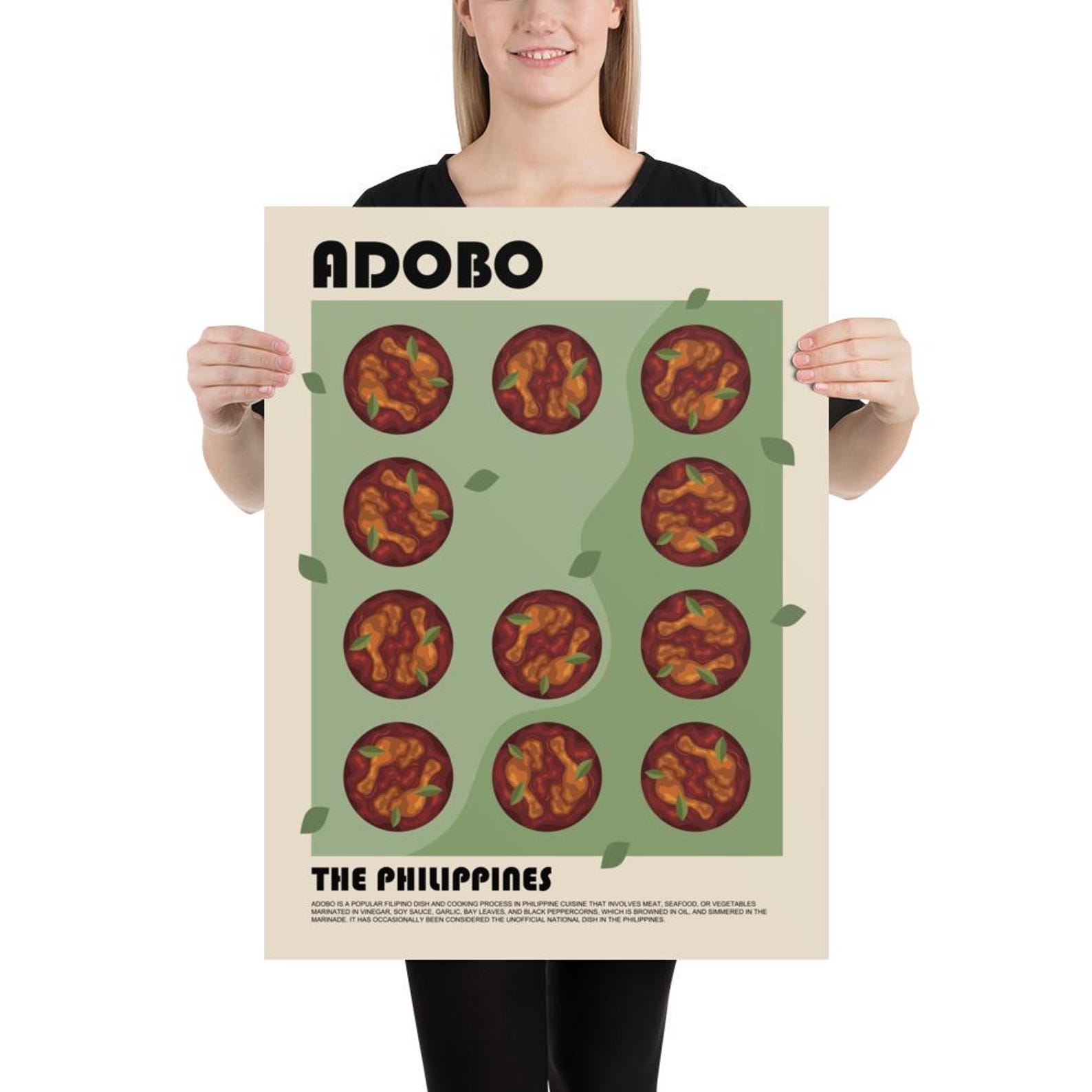 Adobo Art Print, Philippines Poster, Filipino Food Art, Modern Kitchen ...