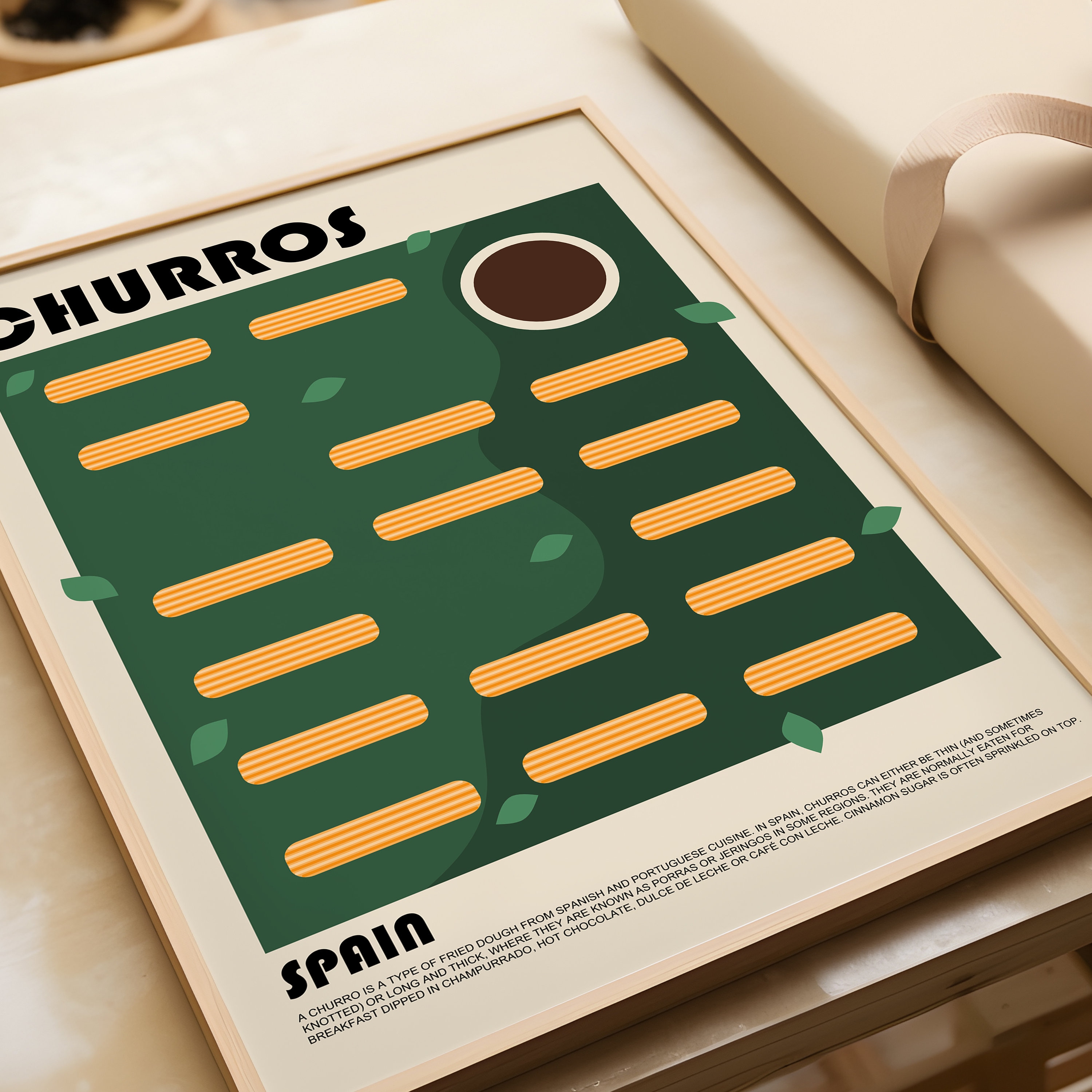 Churros Poster, Spanish Food Art Print, Spain Art, Modern Kitchen Art ...