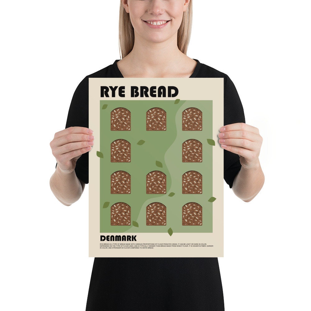 Rye Bread Art Print, Bread Poster, Food Print, Danish Food Art Print, Bakery Wall Decor, Cafe ...