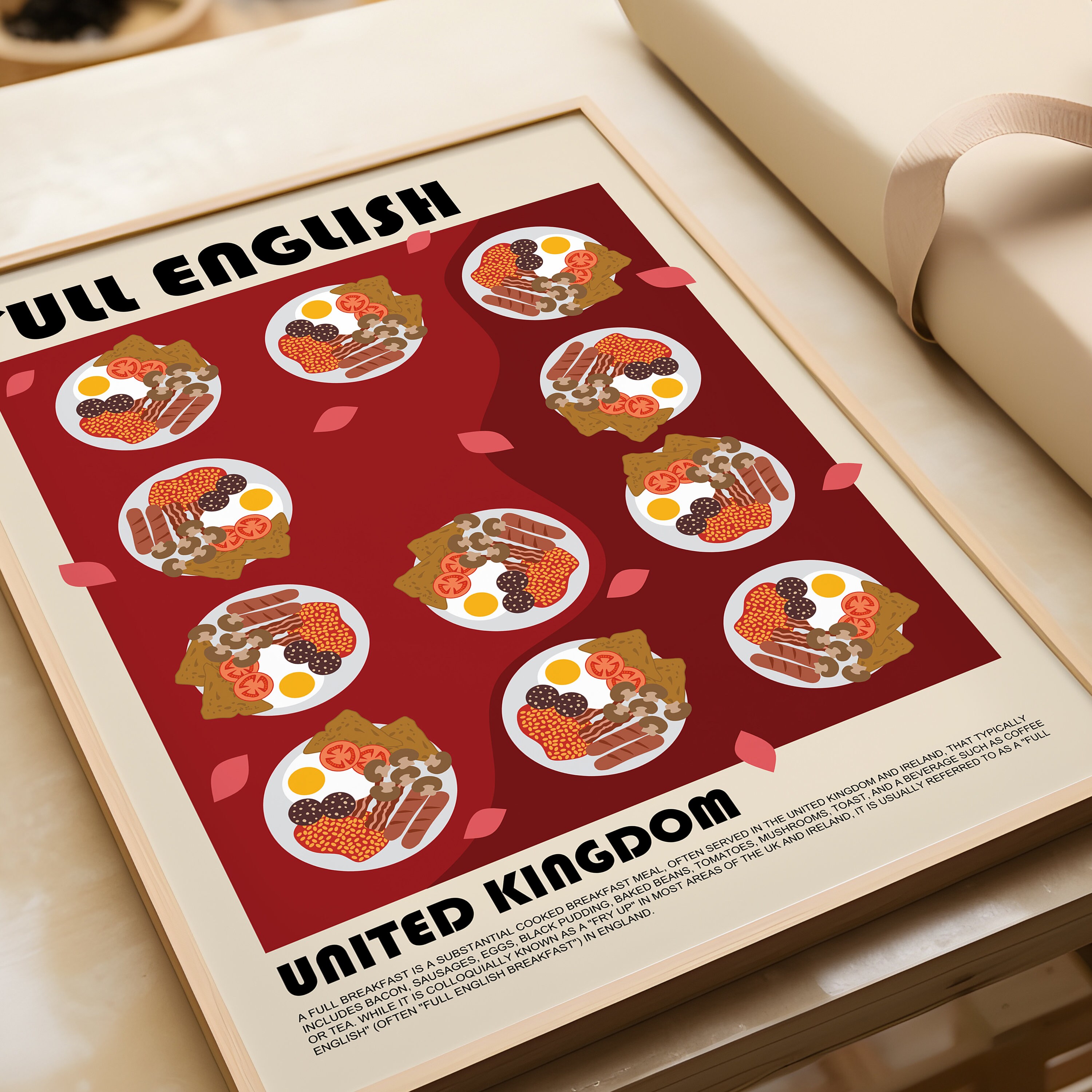 Full English Poster, Breakfast Print, Brunch Art Print, English Food ...