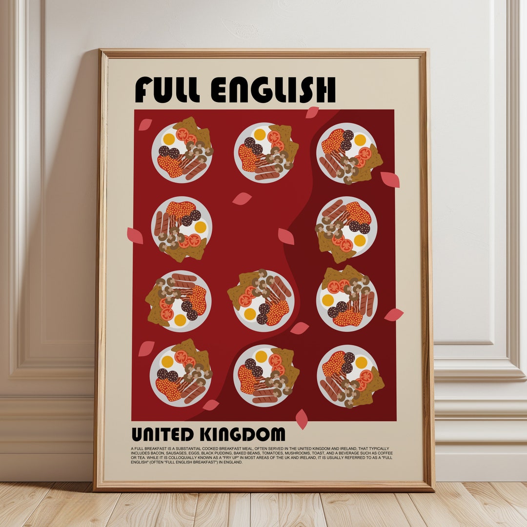 Full English Poster, Breakfast Print, Brunch Art Print, English Food ...