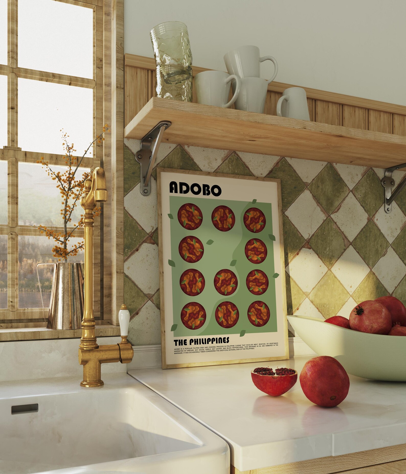 Adobo Art Print, Philippines Poster, Filipino Food Art, Modern Kitchen ...