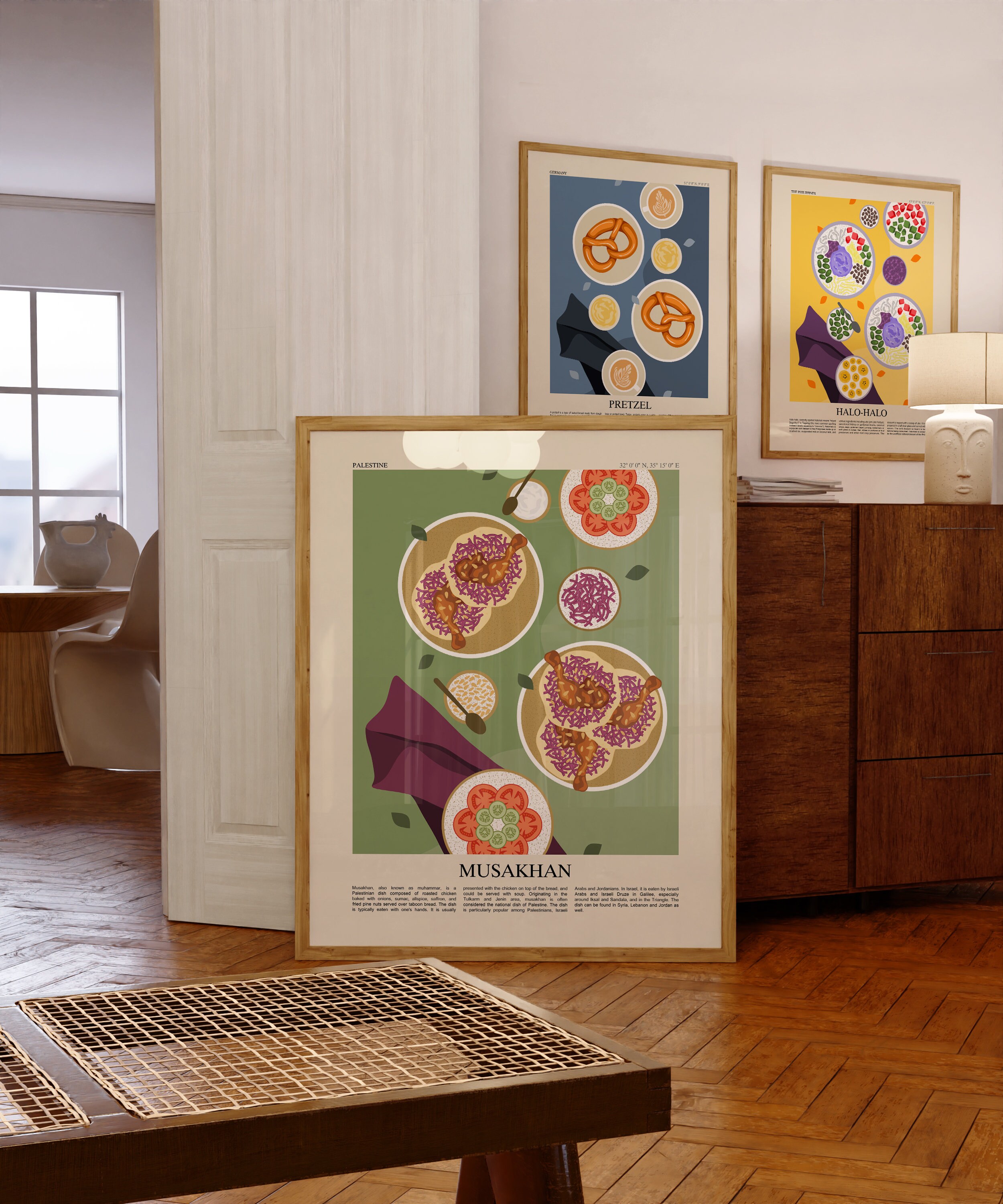 Musakhan Poster, Palestine Food Print, Middle East Food Poster, Chicken ...