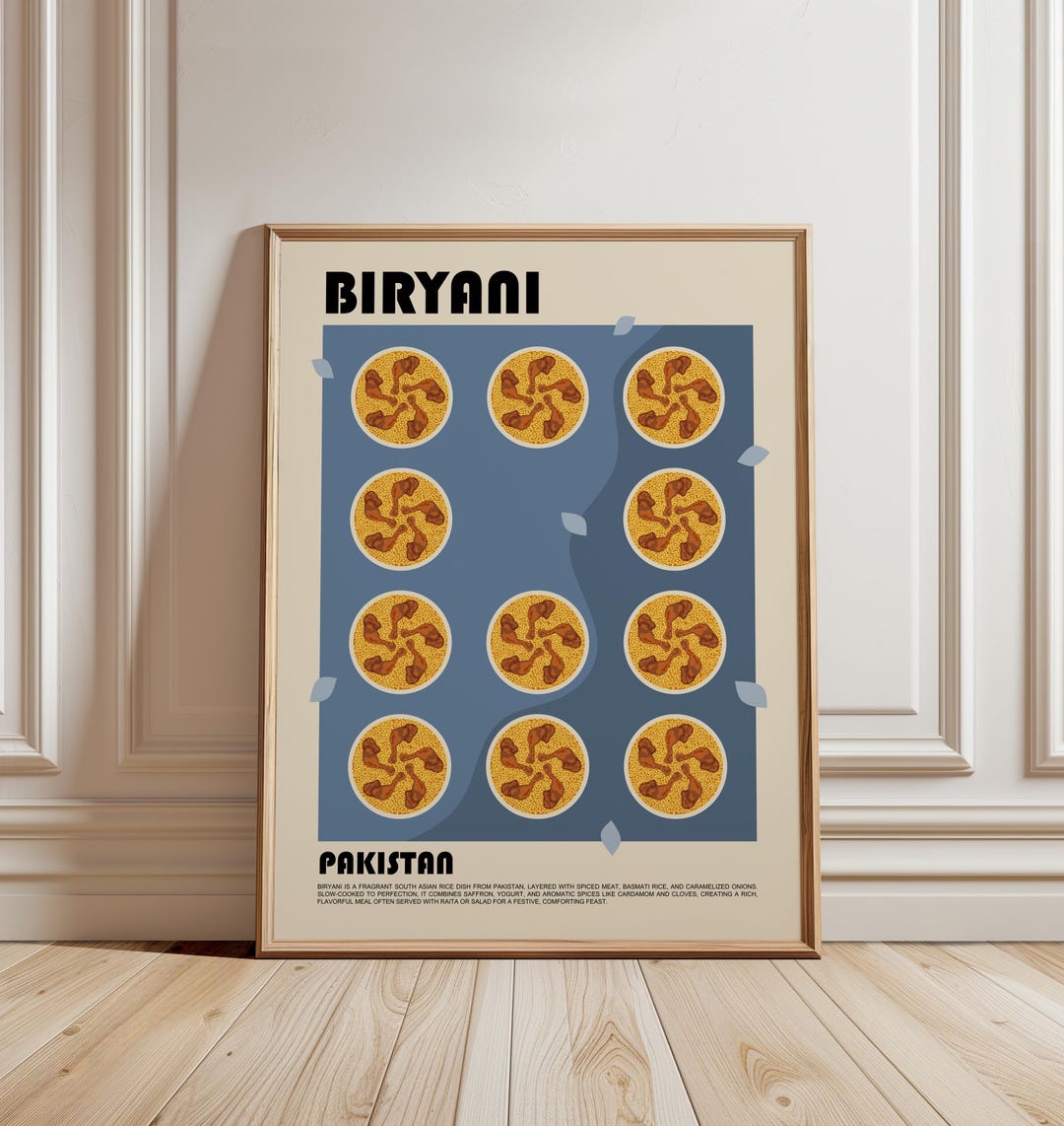 Biryani Art Print, Pakistani Food Poster, Traditional South Asian ...