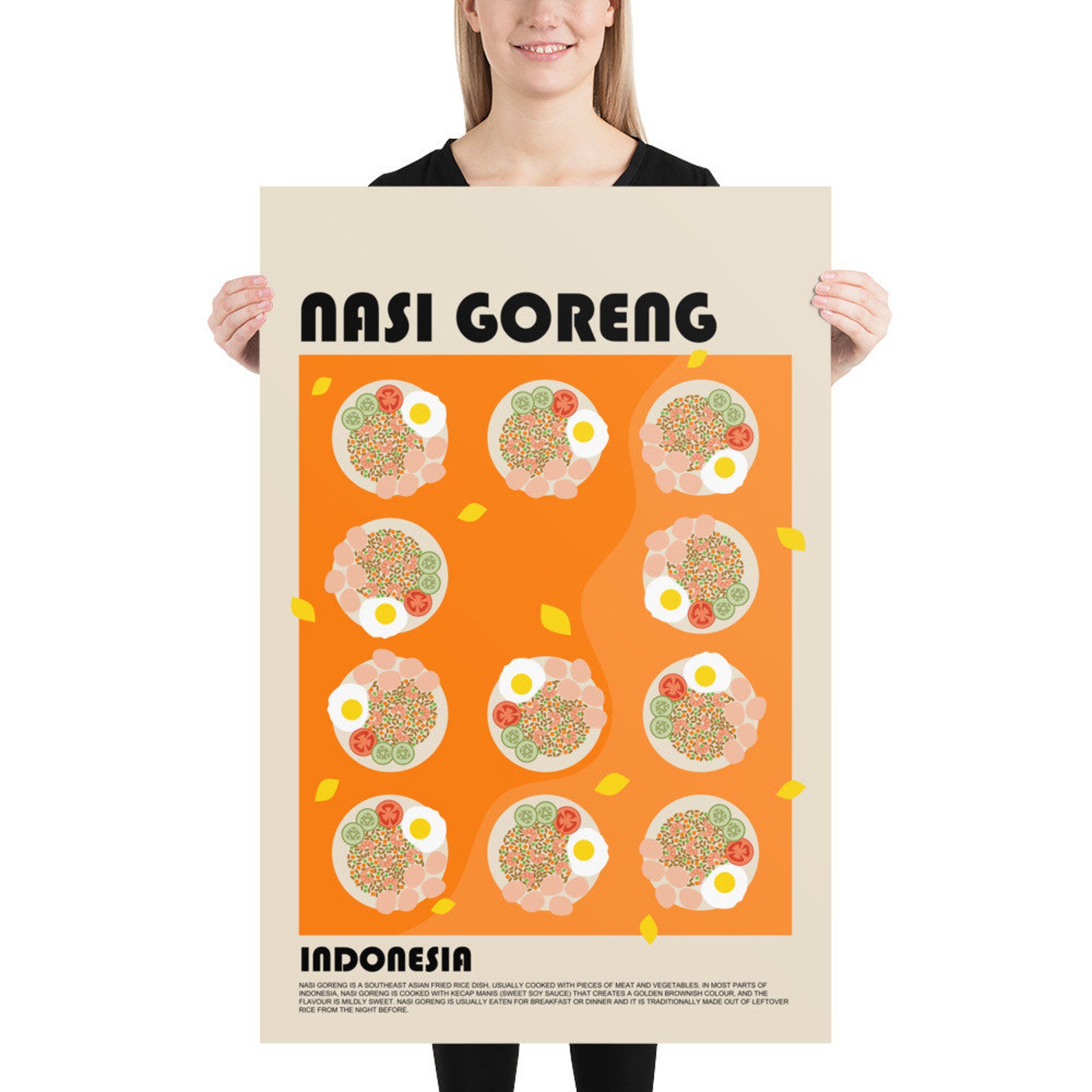 Nasi Goreng Art Print, Fried Rice Poster, Indonesian Food Art, Digital ...