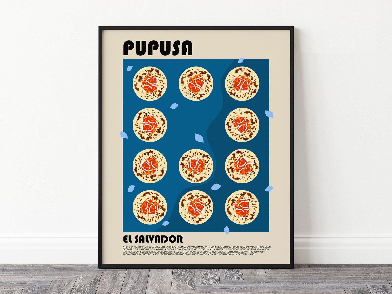 Pupusa Food Art Poster, Salvadoran Cuisine Art, Central American Decor ...