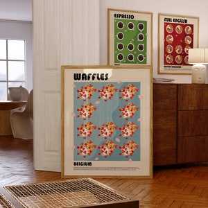 Waffle Poster, Breakfast Print, Brunch Art Print, Food Print, Food ...
