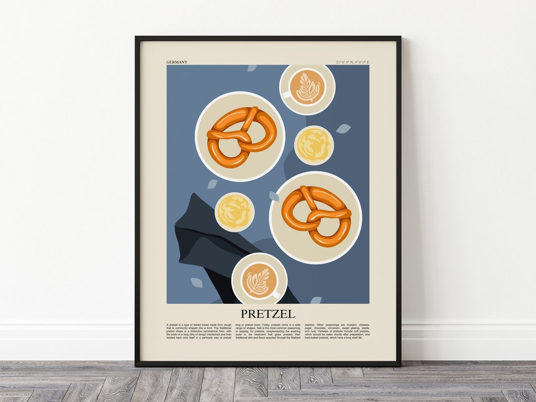 Pretzel Poster, German Food Print, Germany Poster, Food Travel Poster ...