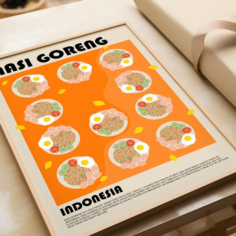 Nasi Goreng Art Print, Fried Rice Poster, Indonesian Food Art, Digital ...