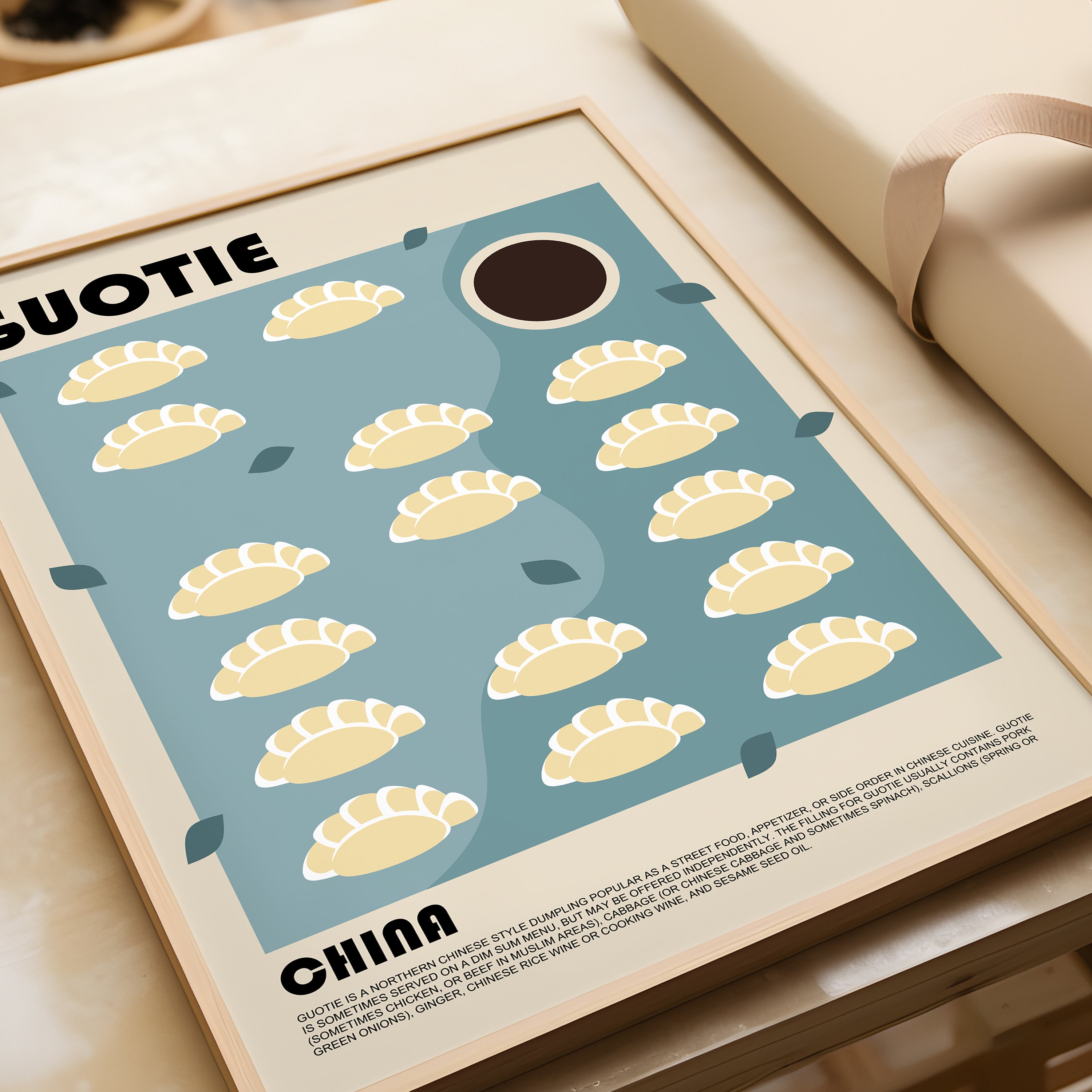 Guotie Art Print, Jiaozi Poster, Dim Sum Print, China Travel Print ...