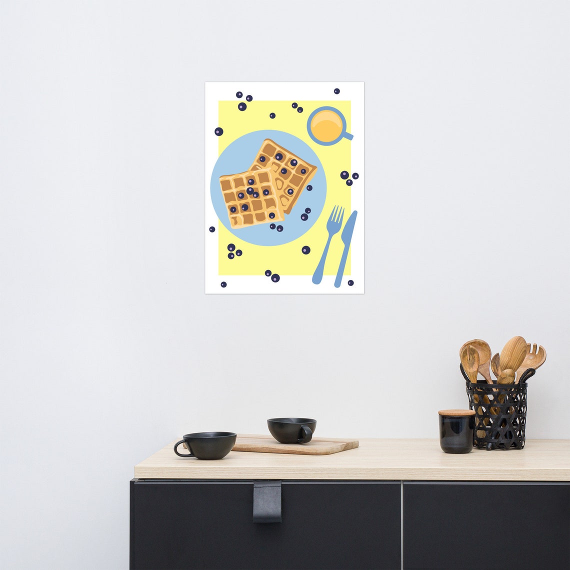 Waffle Art Print Breakfast Art Print Breakfast Illustration | Etsy