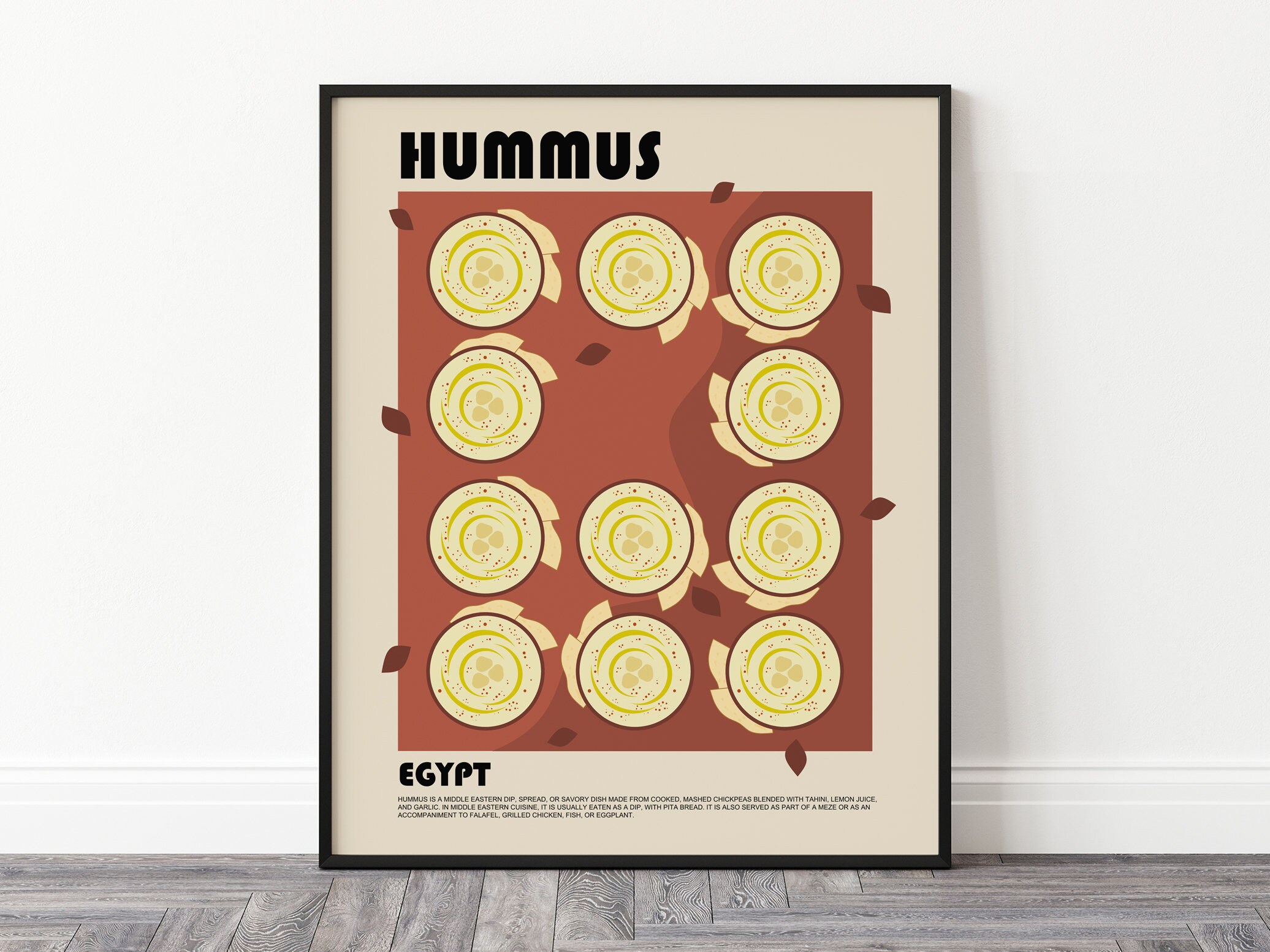 Hummus Poster Food Print Egypt Poster Middle Eastern Food - Etsy