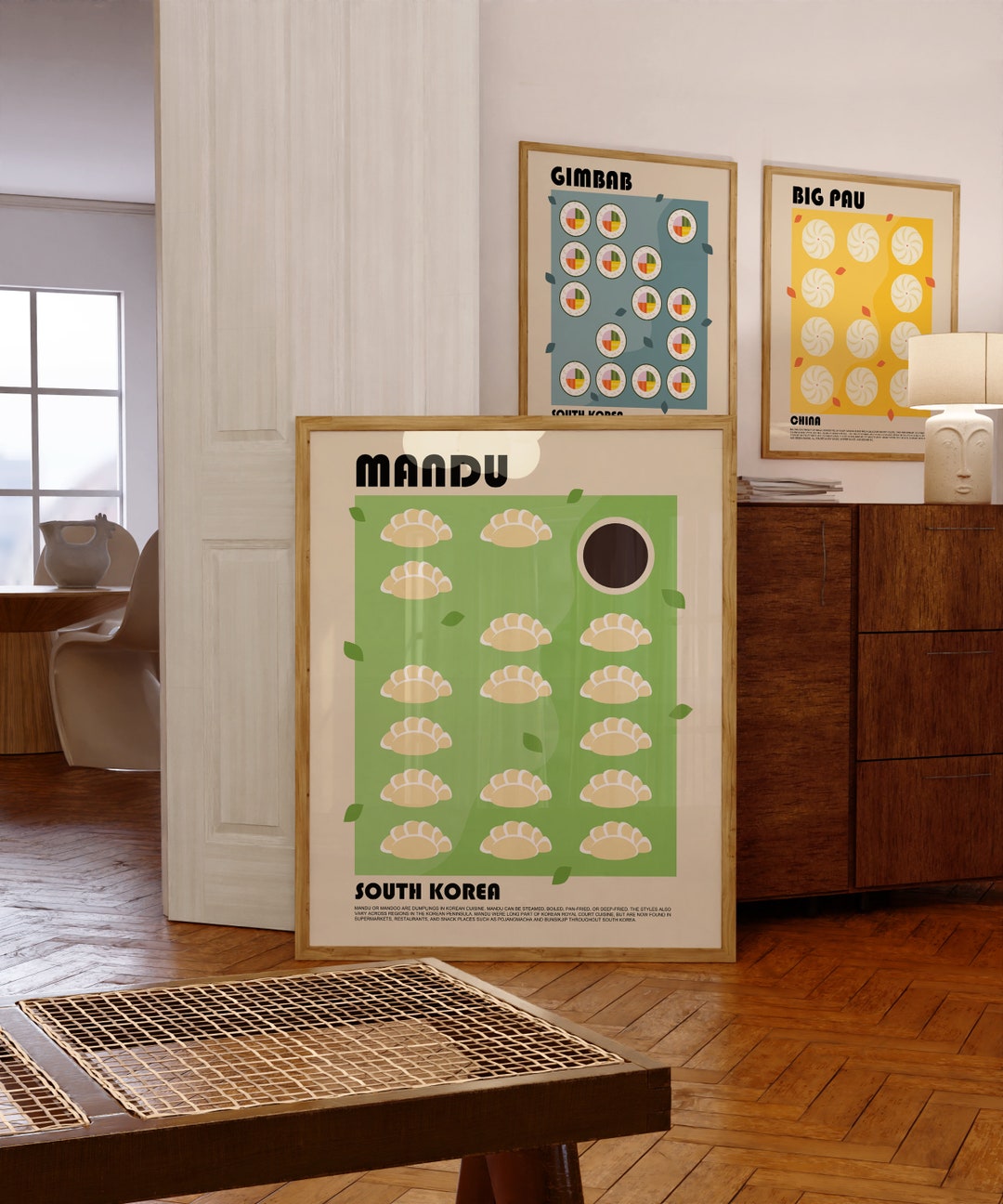 Mandu Art Print, Dumpling Poster, South Korean Food Print, South Korea ...