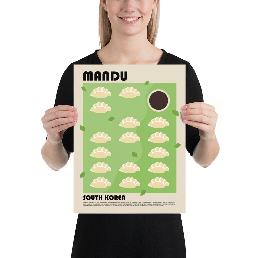 Mandu Art Print, Dumpling Poster, South Korean Food Print, South Korea ...